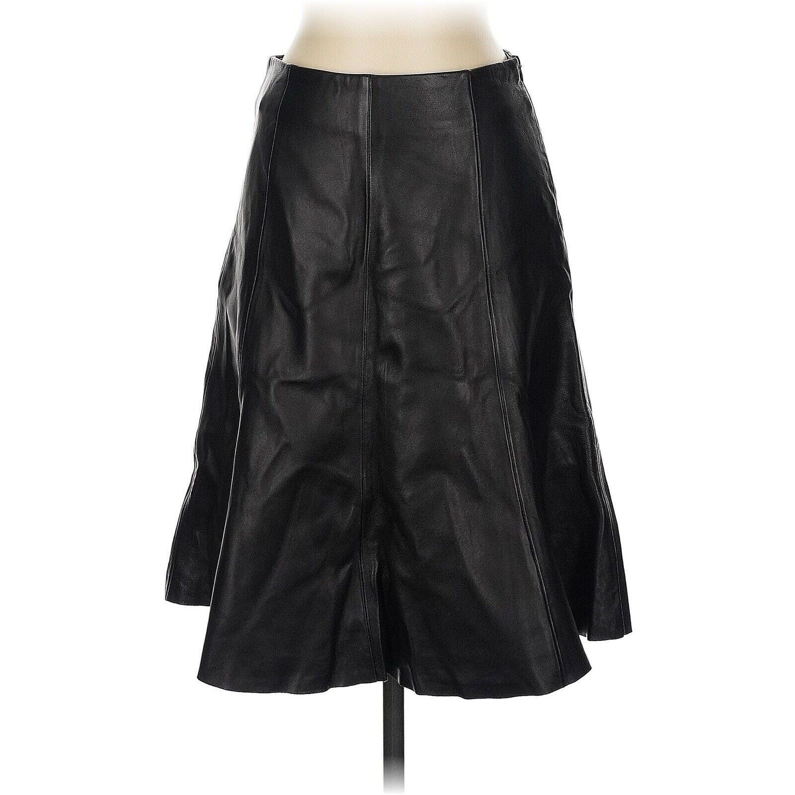 Designer Antonio Melani Black Genuine Leather Midi Skirt XS | Grailed