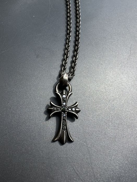 Chrome Hearts Chrome Hearts Black Rhodium Pave Paper Chain + Cross ...