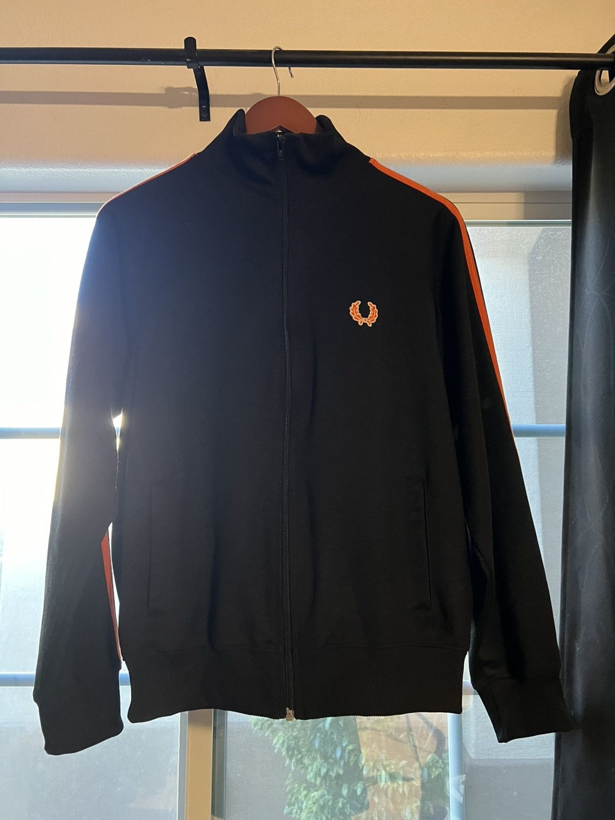 Fred Perry Fred Perry Tracksuit Jacket Black/Orange | Grailed