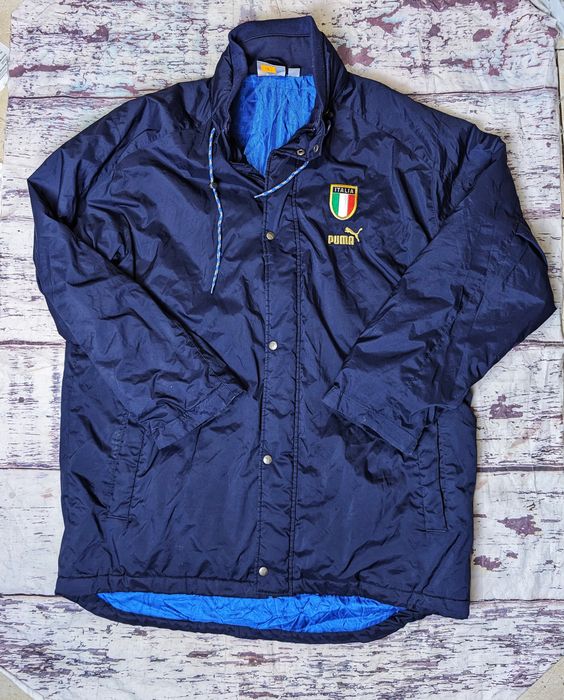 Vintage Long light football parka light jacket Puma x Italia coach ...