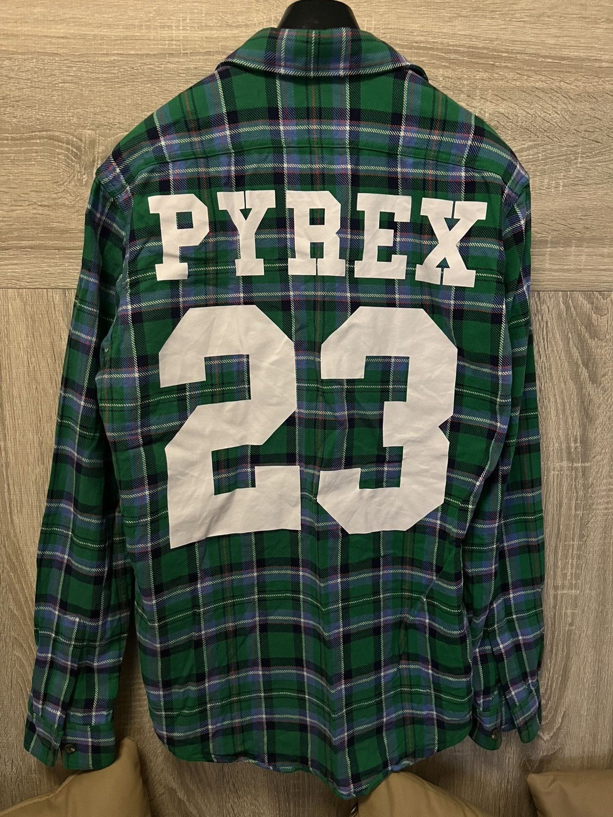 Pyrex Vision pyrex vision og rugby flannel virgil alboh off white | Grailed