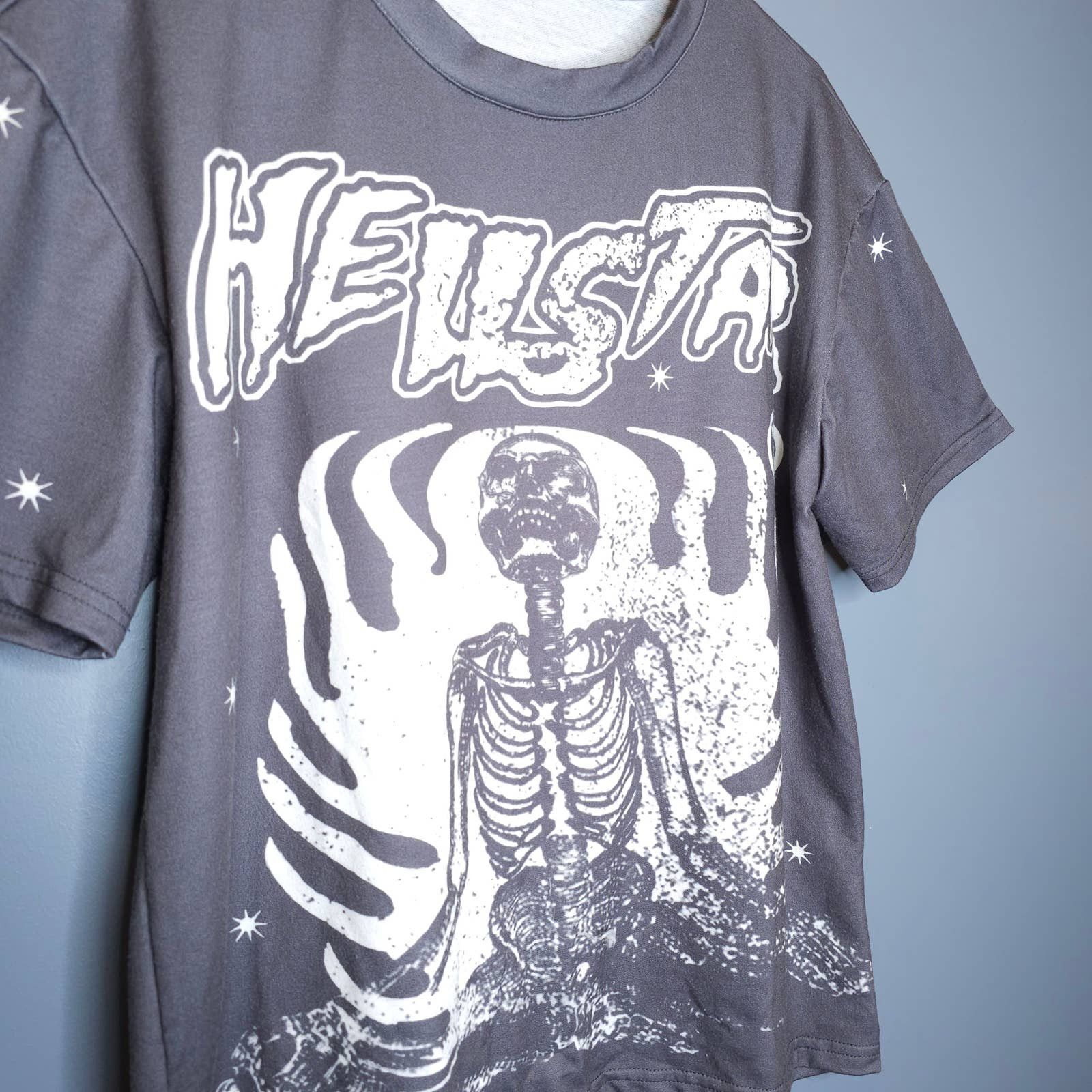 Handmade Reach Your Inner Peace Skeleton Hellstar Graphic Tee Gray M ...