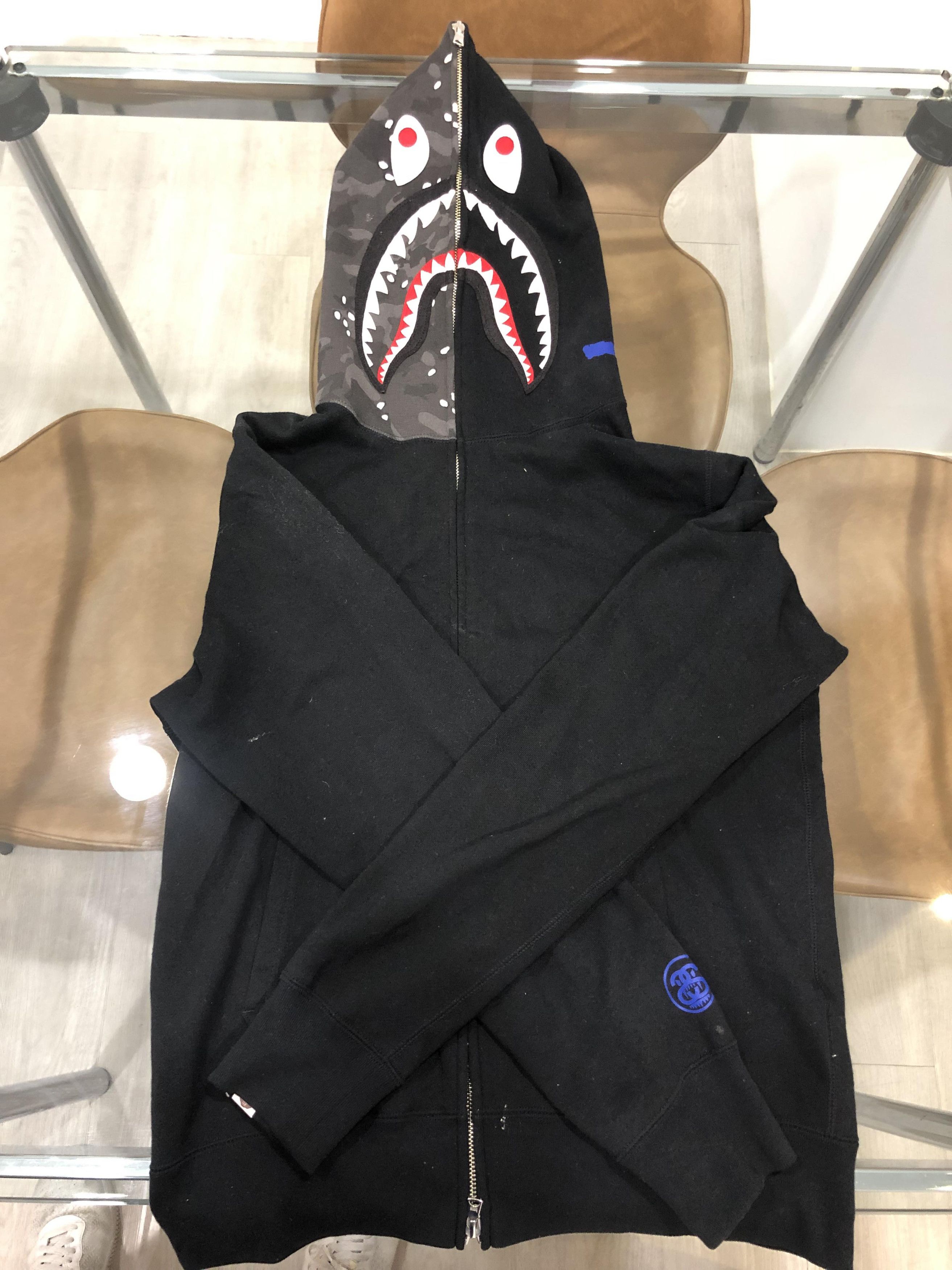 Bape Bape x Stussy Shark Full Zip Hoodie | Grailed