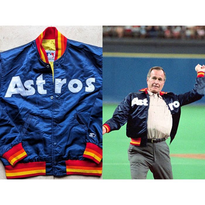 Starter Houston Astros 80s STARTER satin bomber Rainbow M navy MLB ...