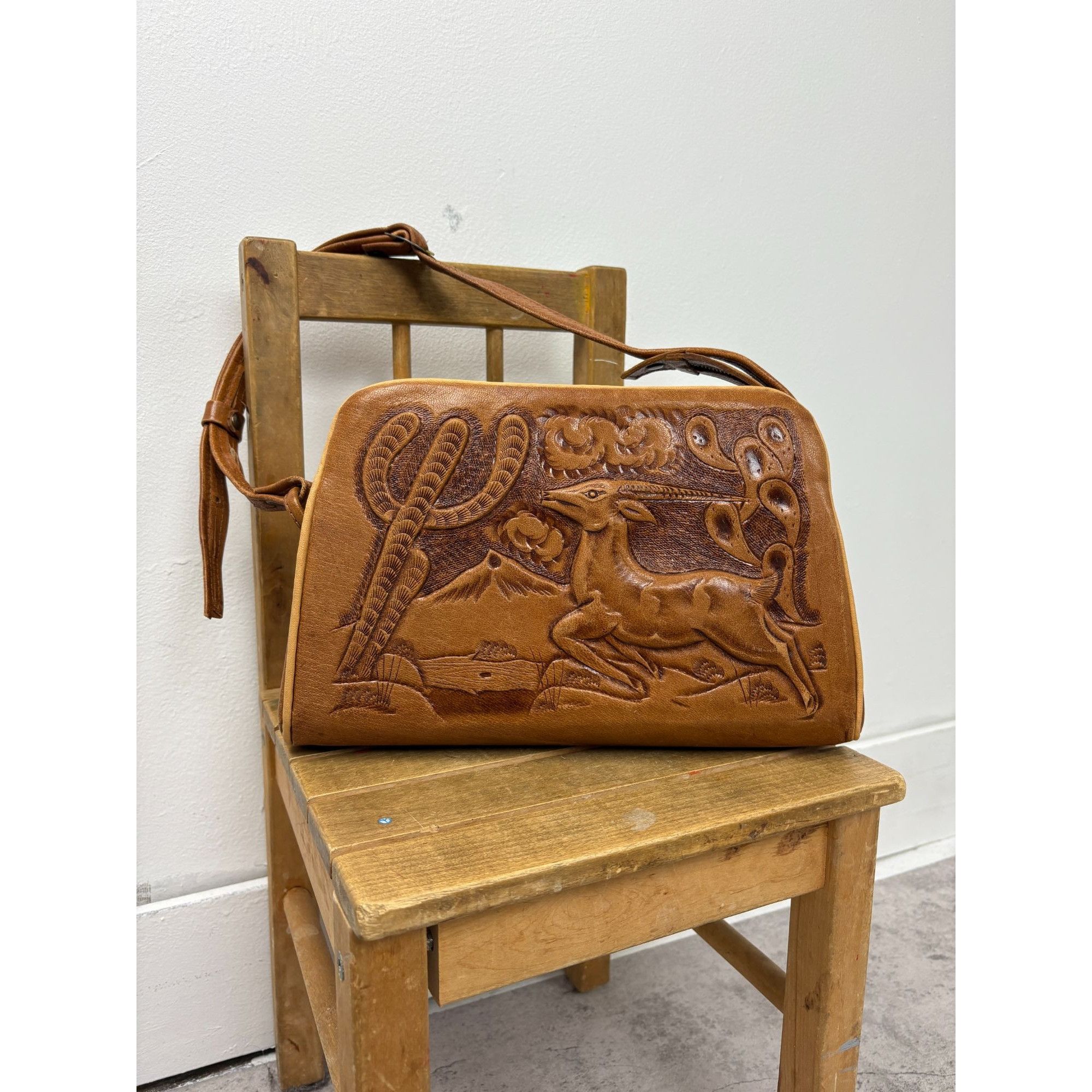 Other Vintage 70s Hand Tooled Deer Leather Purse | Grailed