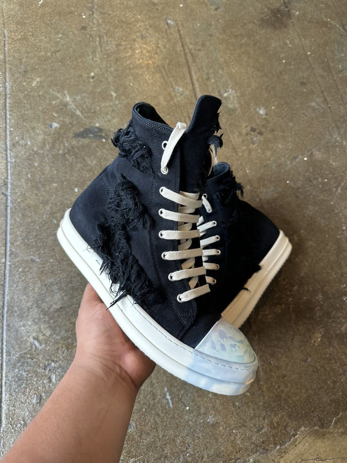 Rick Owens Drkshdw Rick Owens DRKSHDW Ramones High Distressed Black ...