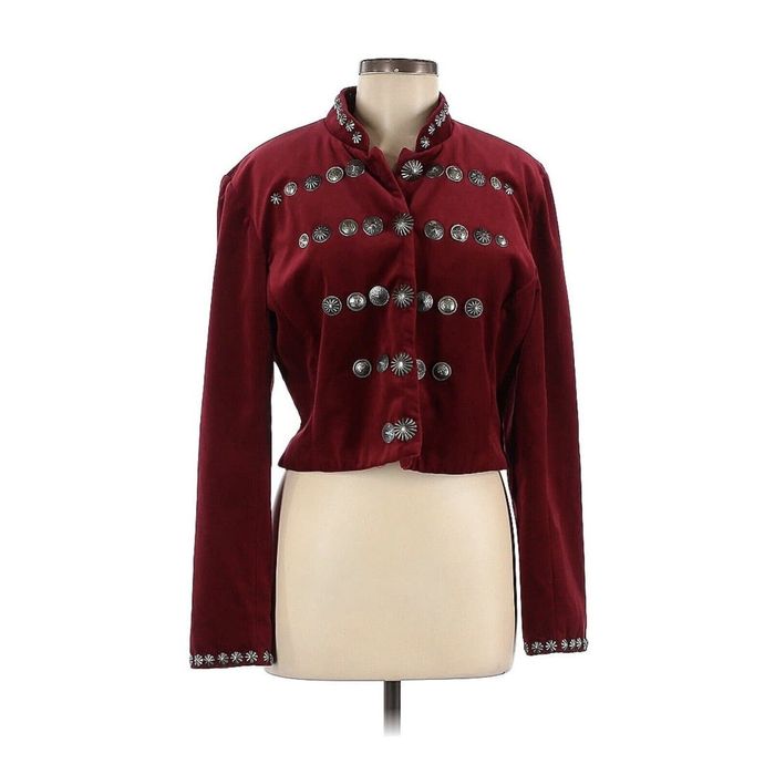 Double D Ranch Double D Ranch Red Velvet Suede Leather Concho Western ...