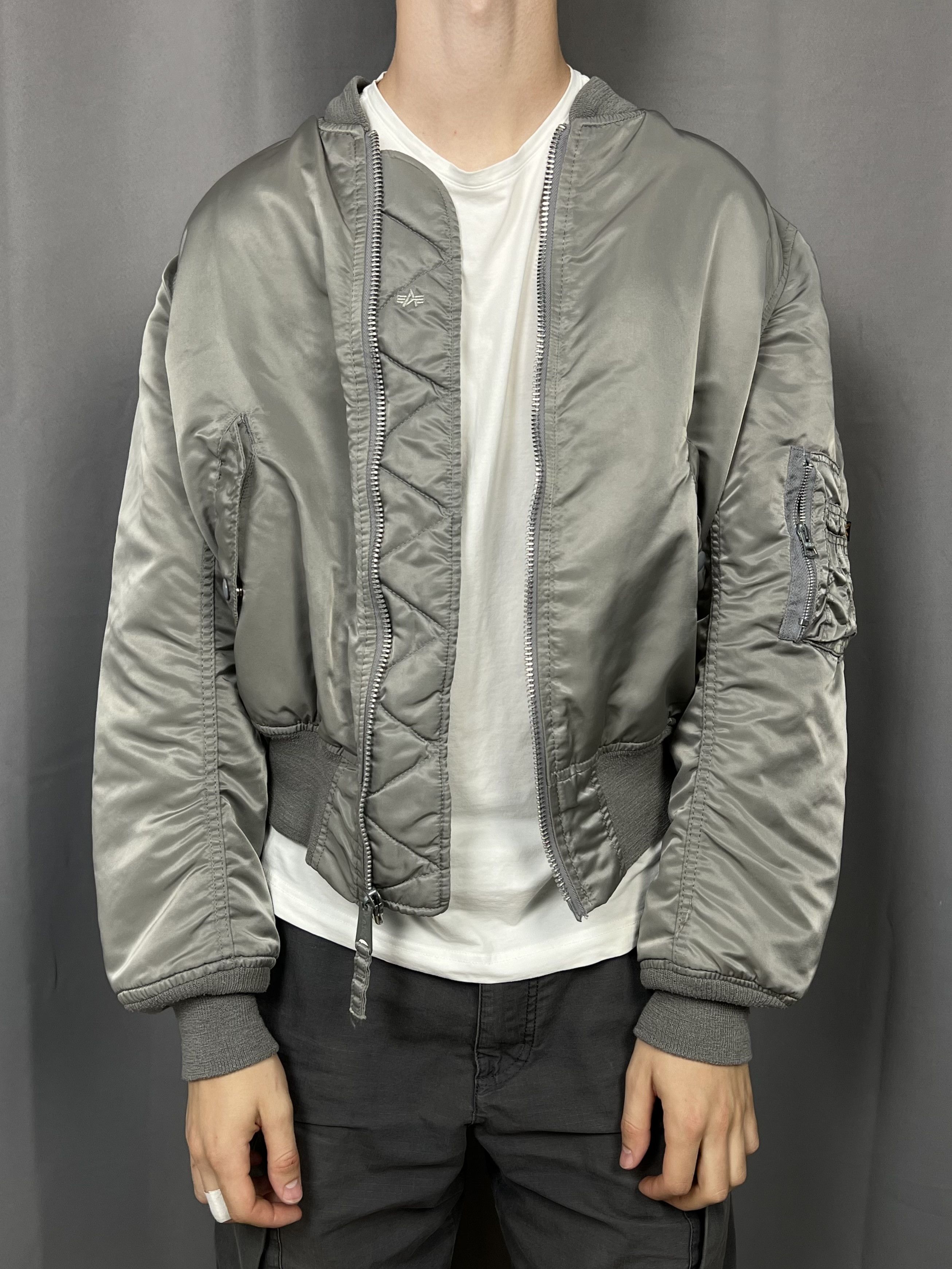 Vintage Rare Shiny Nylon Oversized MA-1 Bomber Jacket | Grailed