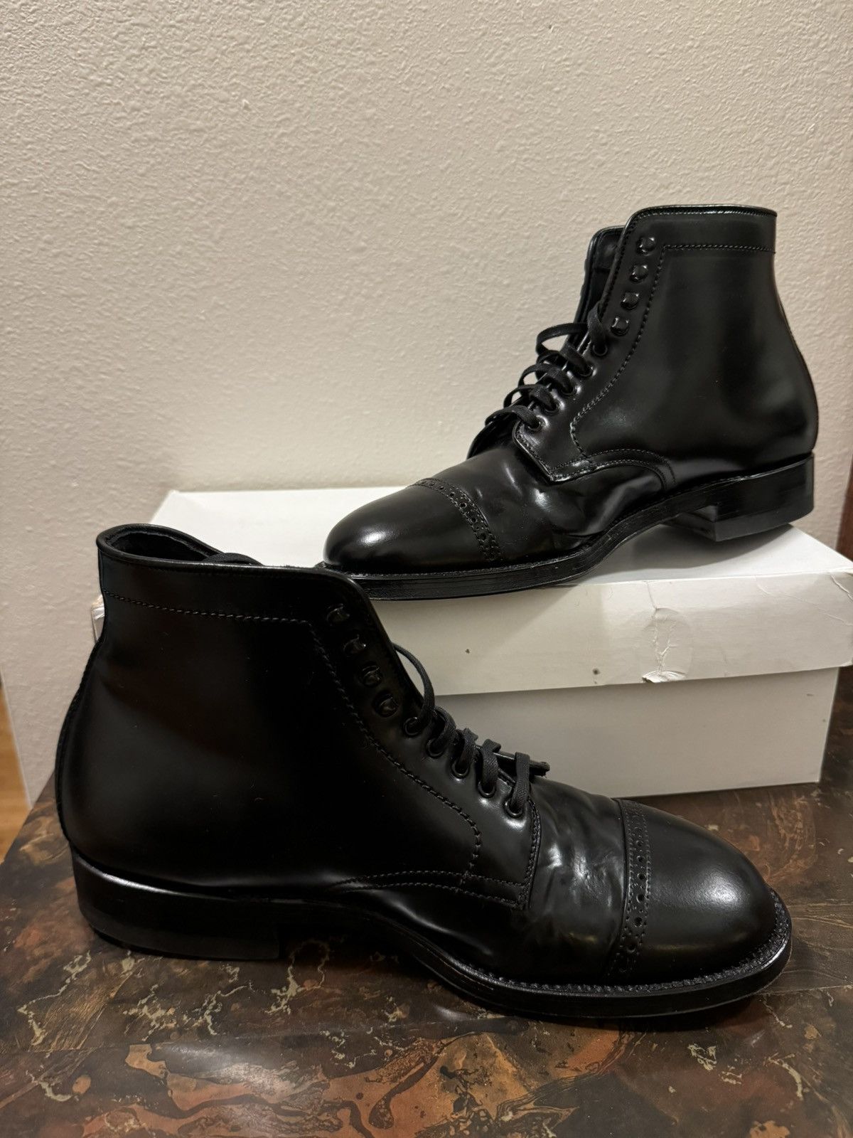 Alden Alden Perforated Cap Toe Boots Black Shell Cordovan | Grailed