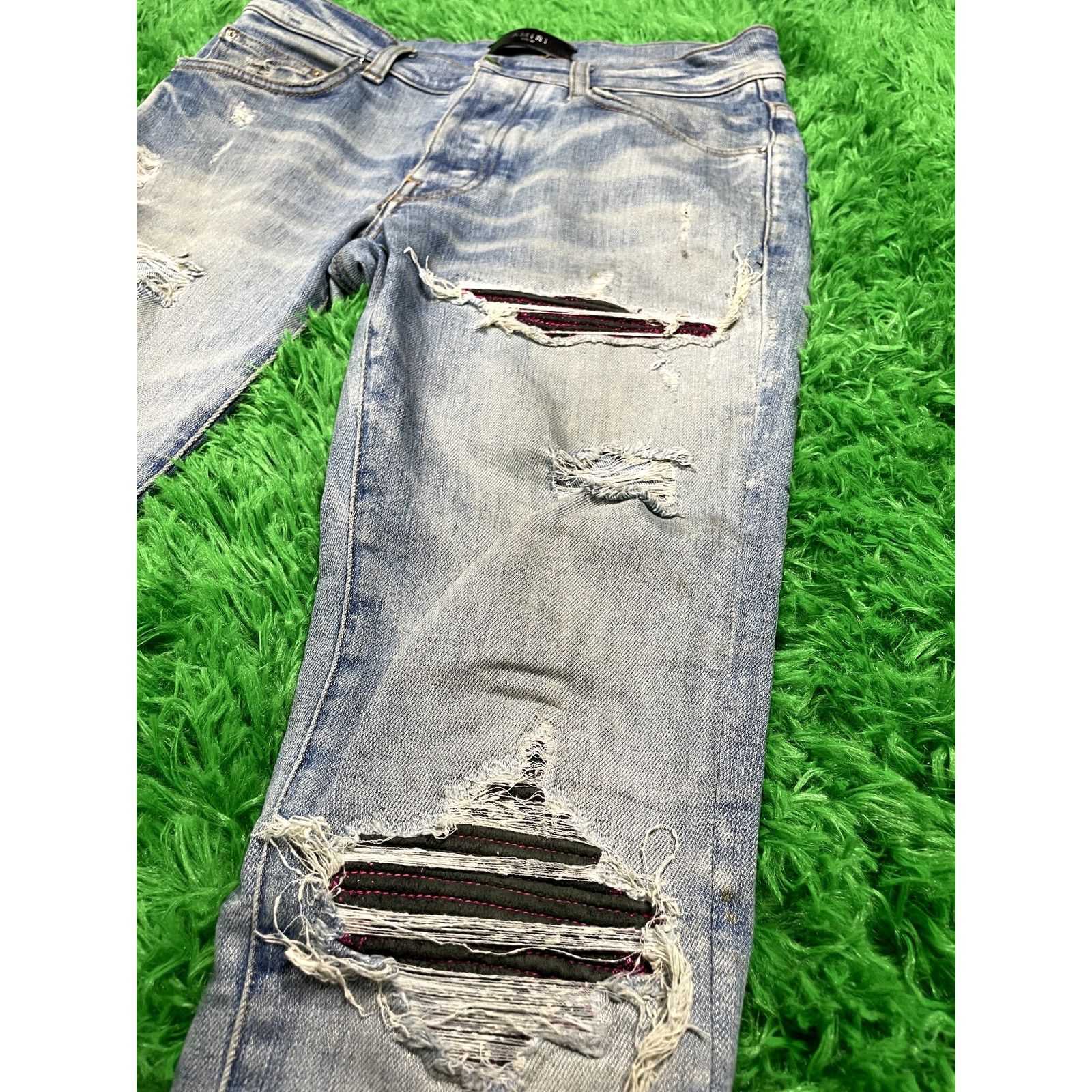 Amiri Amiri Jeans MX1 Light Wash Pink Black Patch 28 | Grailed