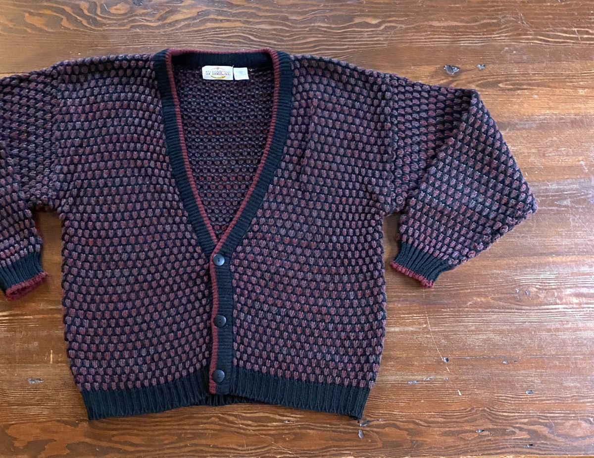 Vintage Vintage 90’s New Territories Black Red Knit Cardigan Sweater ...