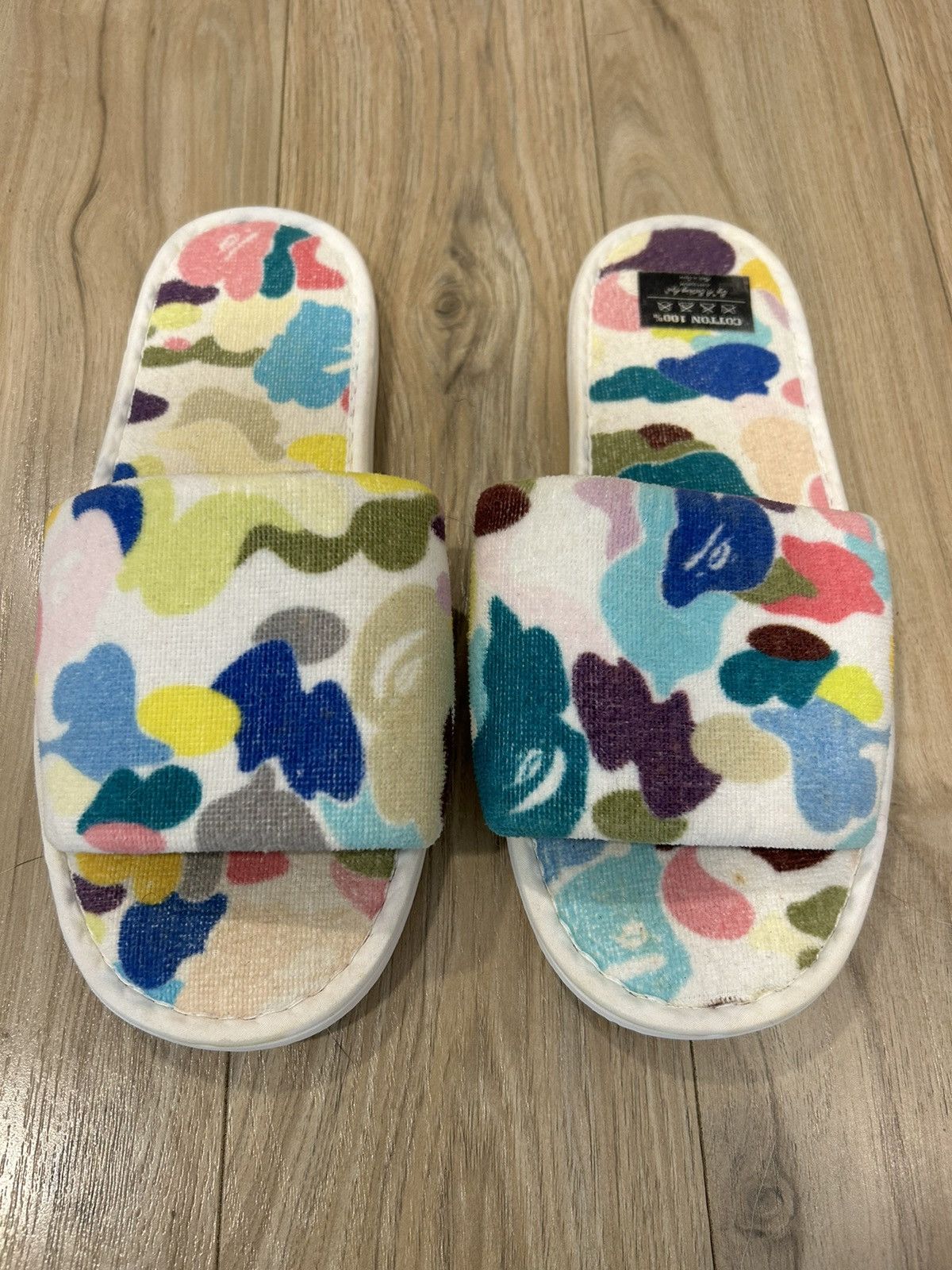 Bape VERY RARE OG A BATHING APE MULTI CAMO TERRY CLOTH SLIPPERS | Grailed