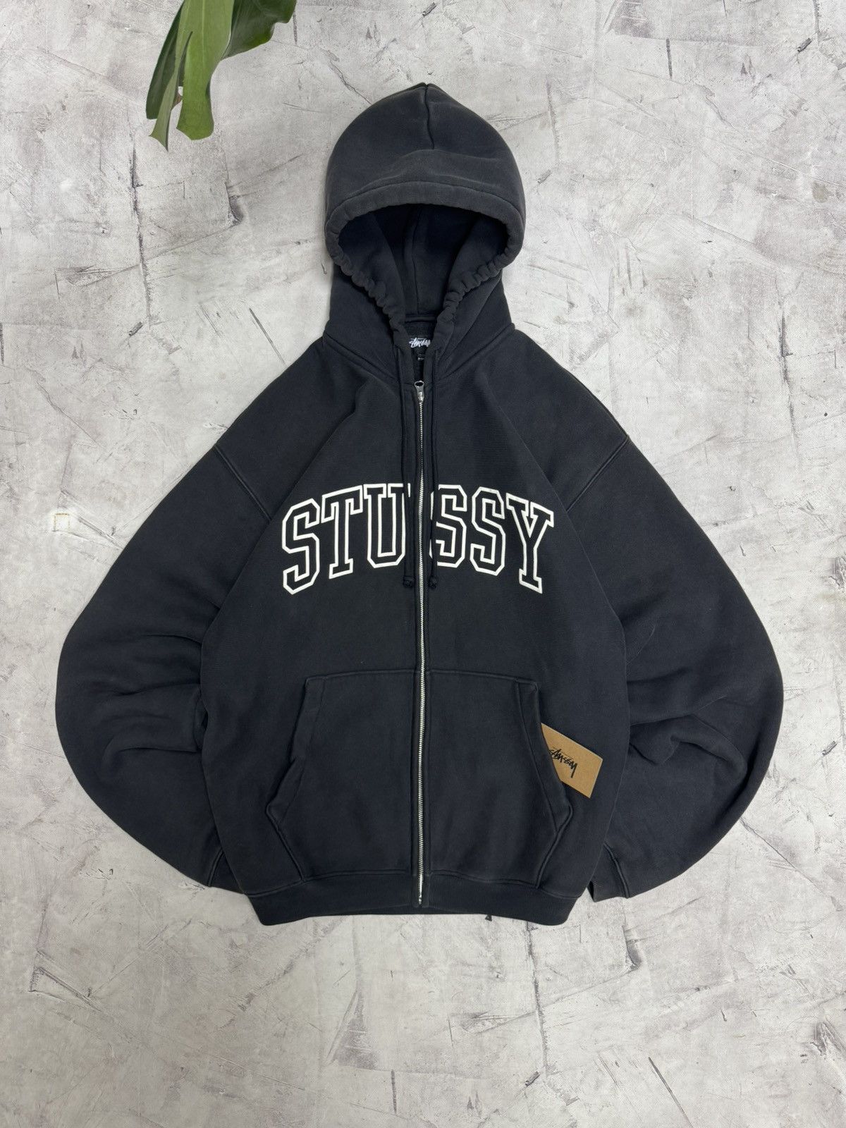 Streetwear × Stussy Stussy outline zip hoodie | Grailed