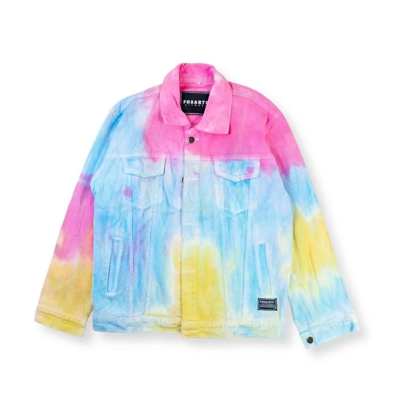 Distressed Denim Denim Jacket Rainbow Tie Dye | Grailed