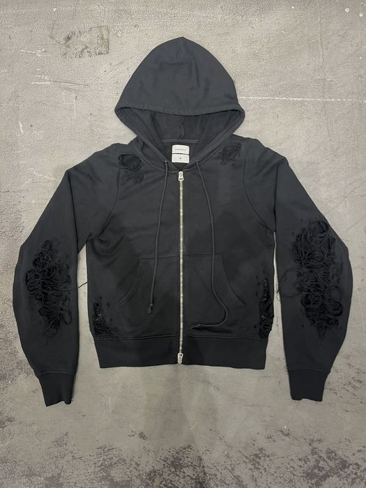 Miharayasuhiro Distressed Zip Up Hoodie | Grailed