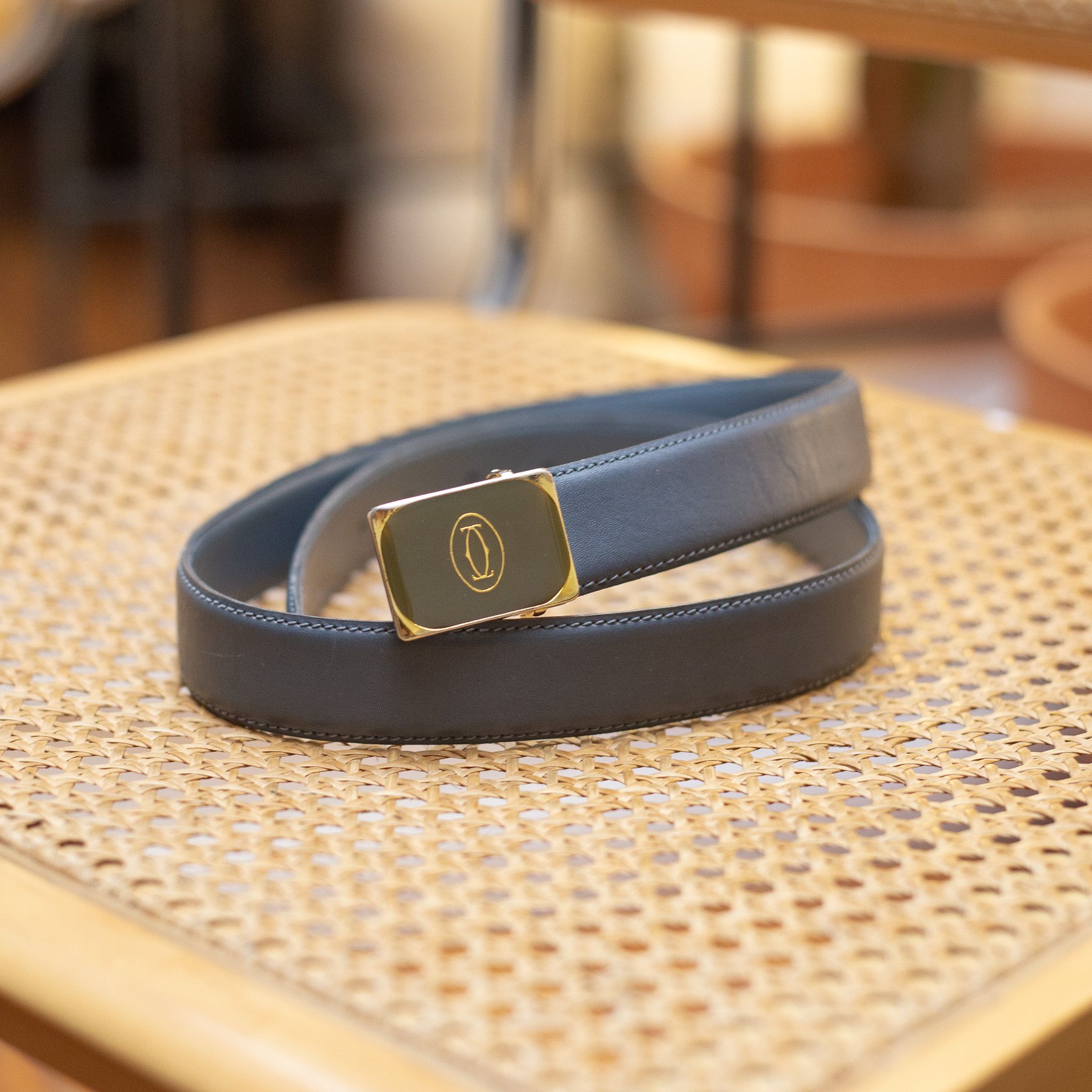 Cartier Vintage Cartier Big Logo Luxury Rare Men's Belt Grey Blue | Grailed