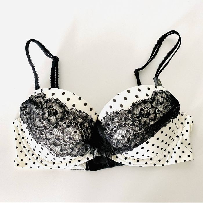 Victorias Secret New Victorias Secret Black White Polka Dot Lace Demi