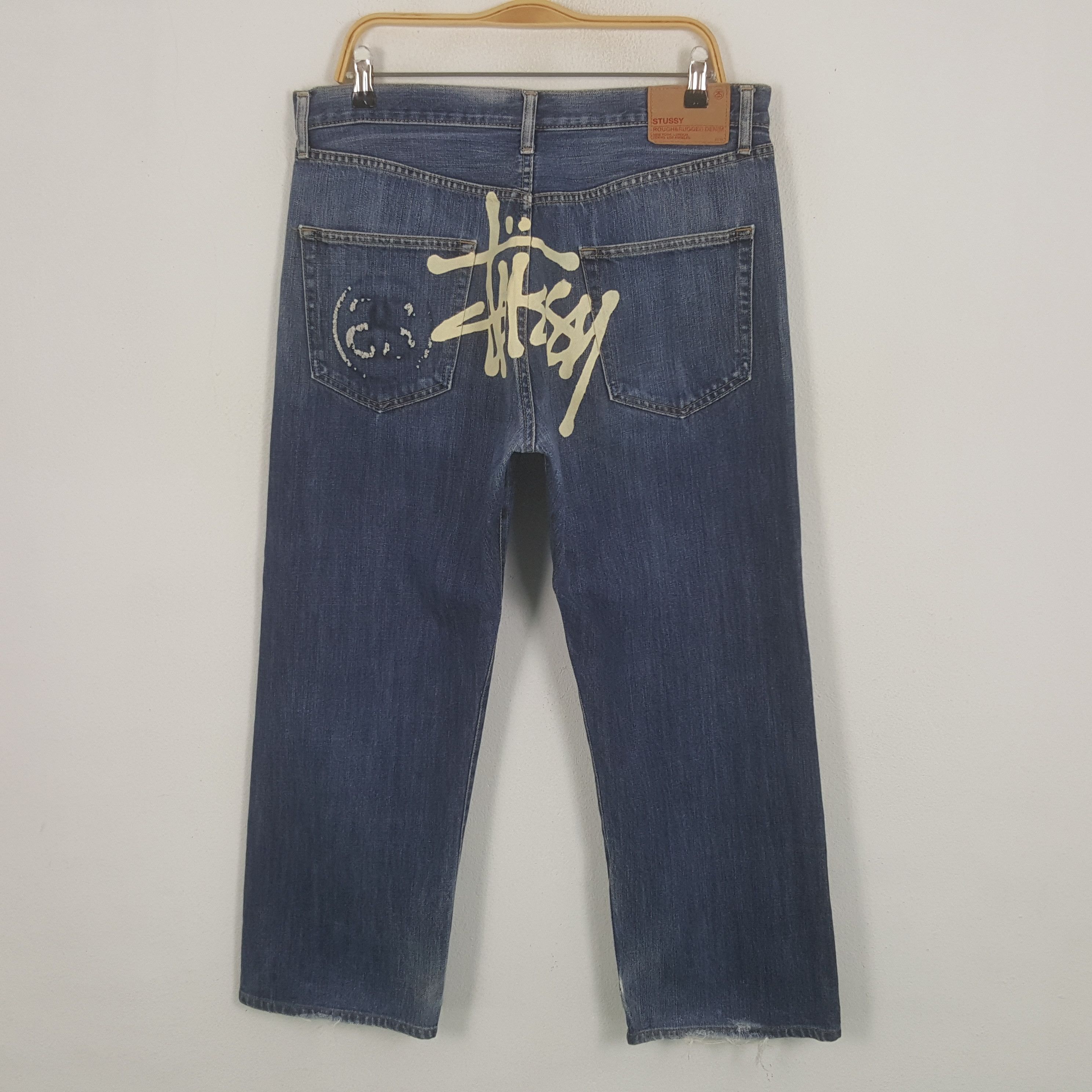 Vintage Vintage Stussy USA Custom Big Art Logo Denim Jeans | Grailed