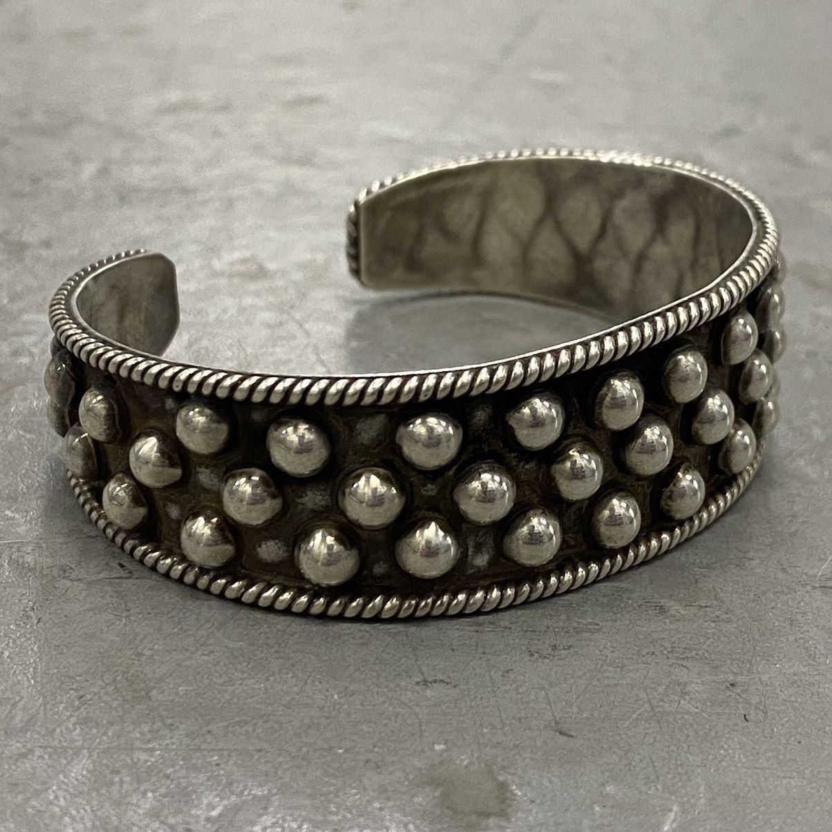 Vintage Vtg 60s 70s Sterling Silver Studded Ball Cuff Chunky Navajo ...