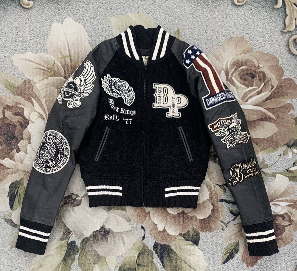 Japanese Brand × Racing × Varsity Jacket Glad News Bikers Damage ...