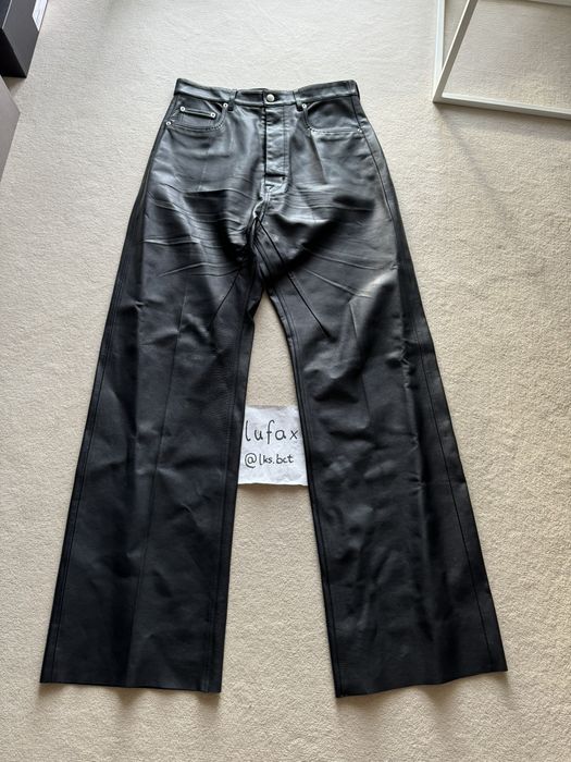 Rick Owens NEW | FW22 STROBE GETH CUT CALF LEATHER PANTS BLACK SIZE 31 ...