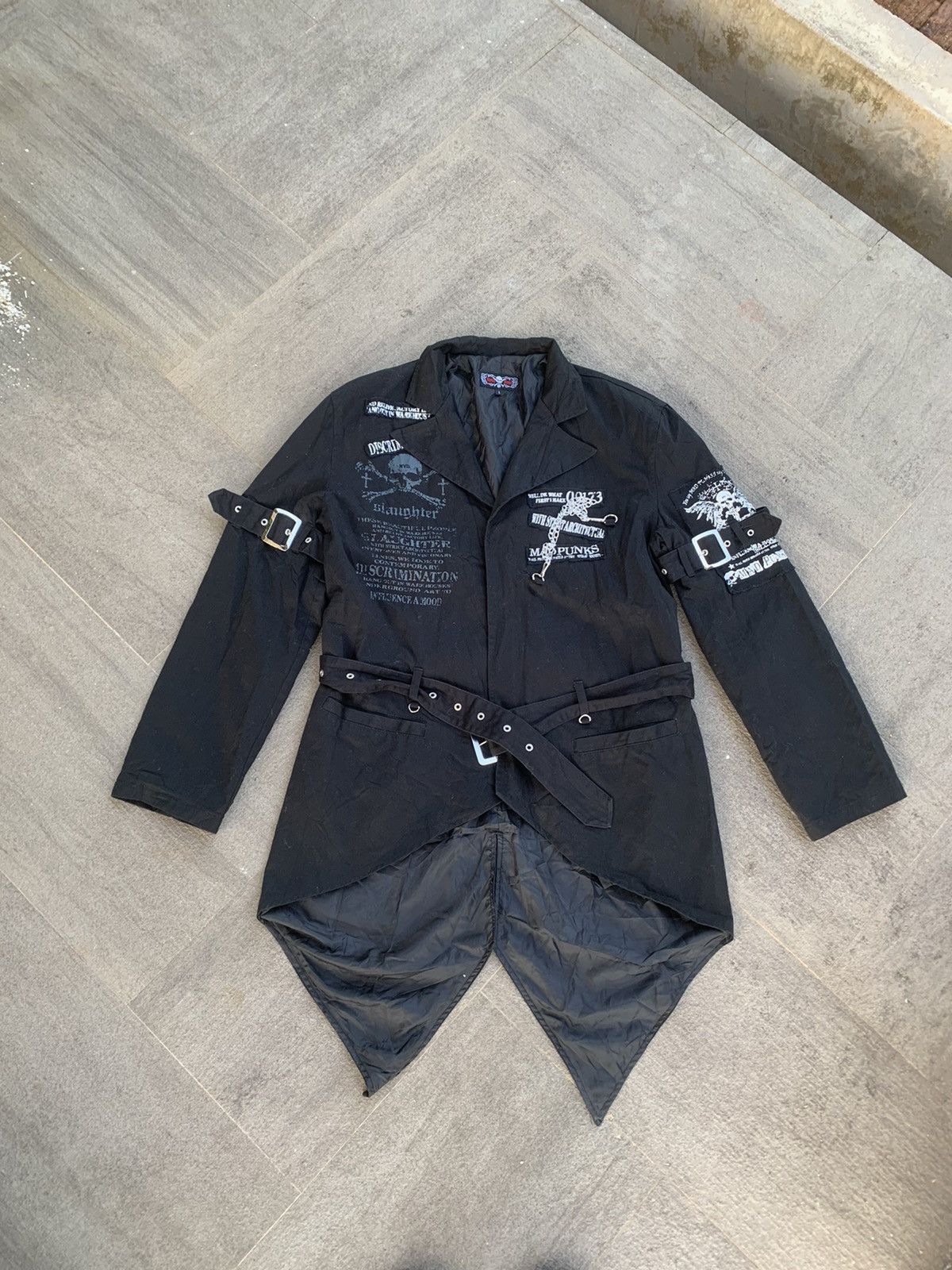 If Six Was Nine Mad Punk Fish Tail Belted Jacket | Grailed