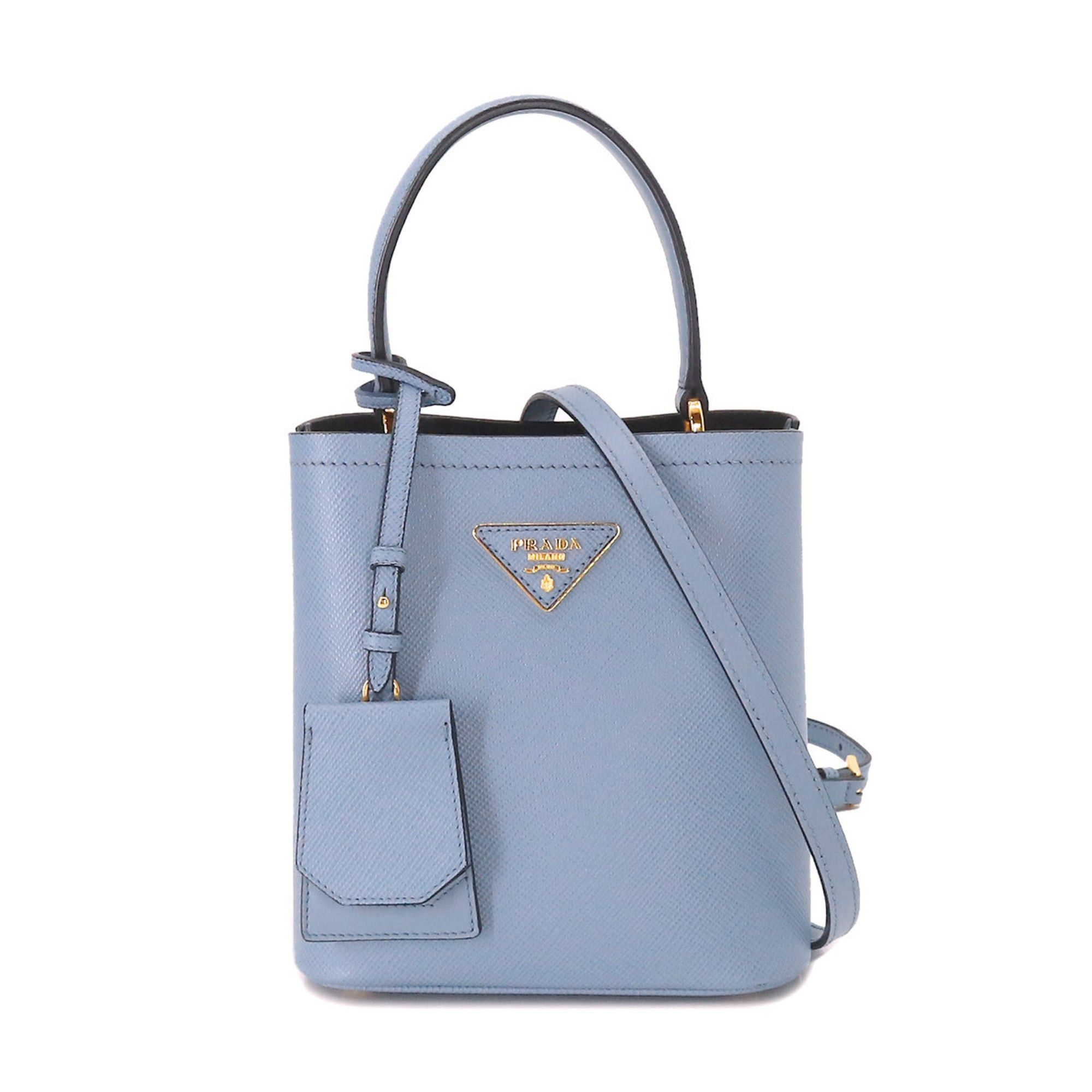 Prada PRADA Panier 2way Hand Shoulder Bag Saffiano Leather Blue 1BA217 ...