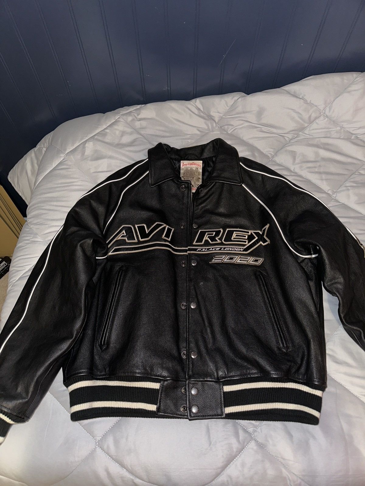 Palace ‼️2020 Palace Avirex London Leather Jacket‼️ | Grailed