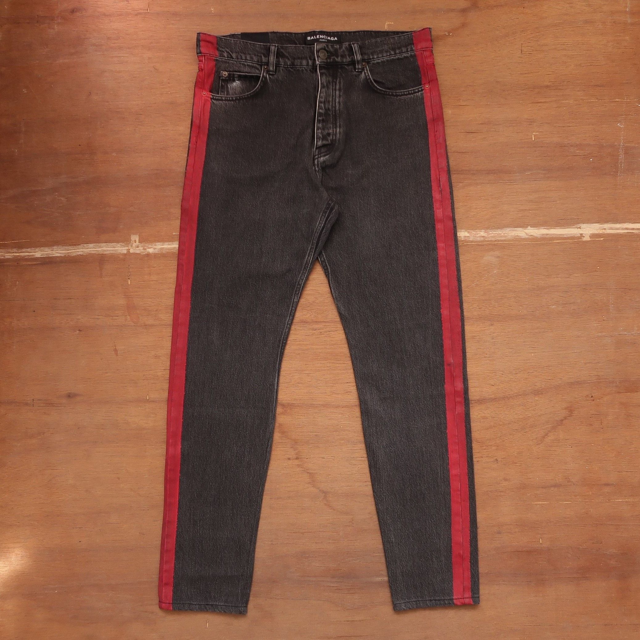 Balenciaga RARE SS 2017 Balenciaga Military Red Stripe Denim | Grailed
