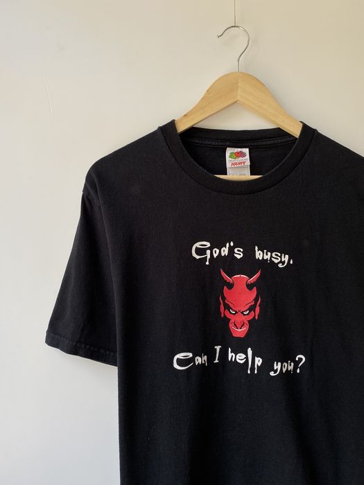 Vintage 🇺🇸👺 Vintage 90s Gods Busy Can I Help You Devil Comedy Parody ...