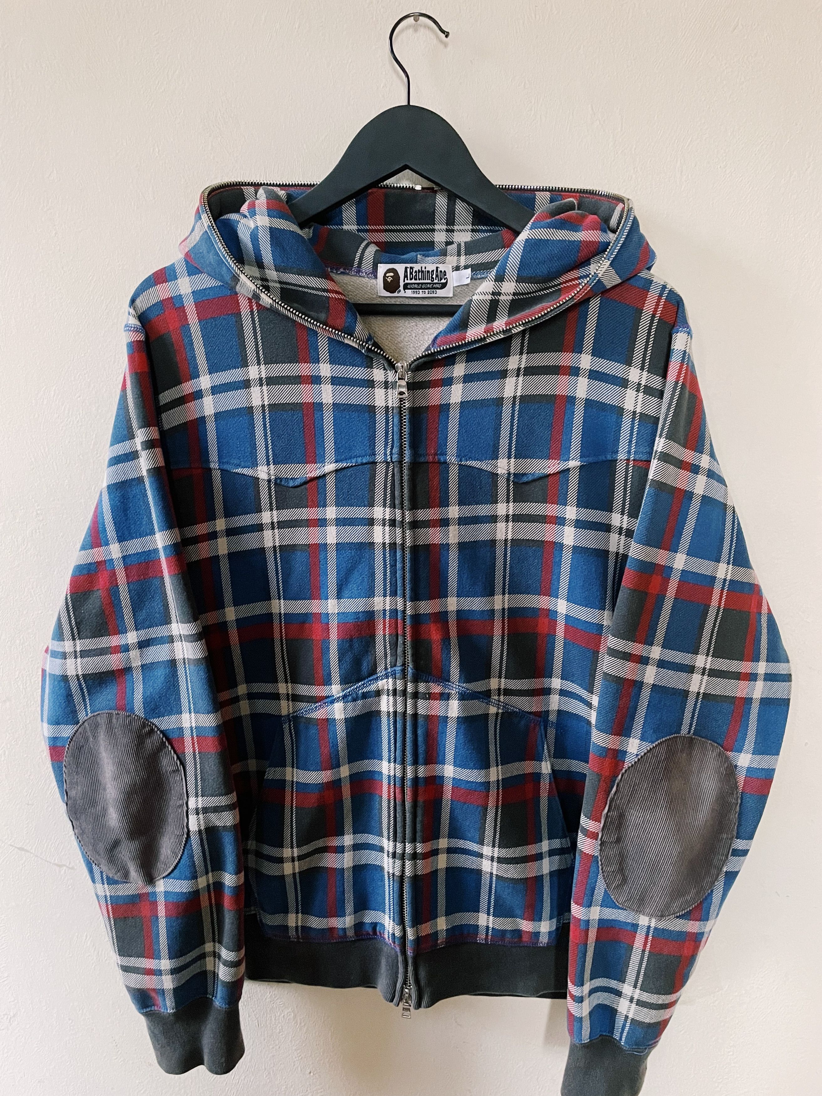 Bape Bape A Bathing Ape Check Plaid Corduroy Elbows Fullzip | Grailed