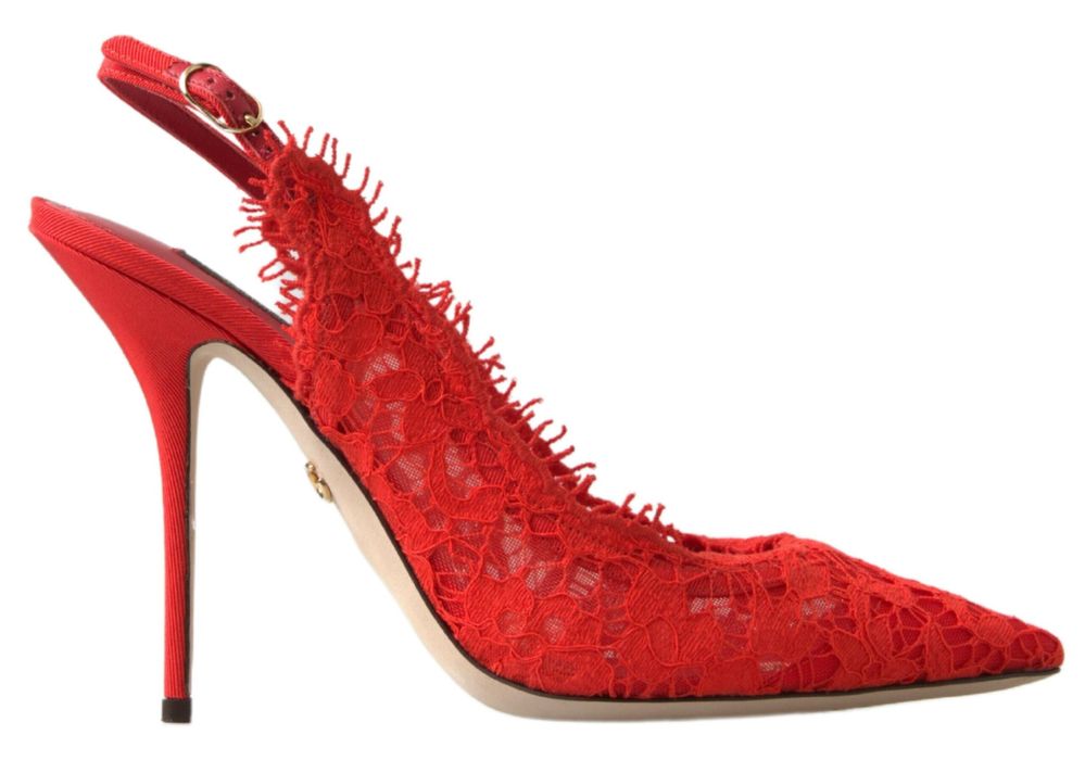 Dolce & Gabbana Dolce & Gabbana Red Taormina Lace Slingback Heels Pumps ...