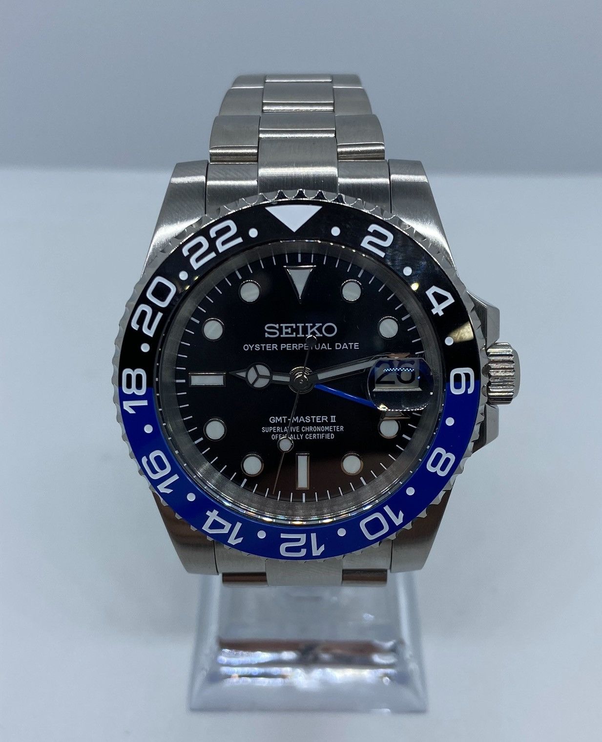 Japanese Brand × Seiko × Watch Seiko Mod GMT Master 2 Batman Steel 41mm ...