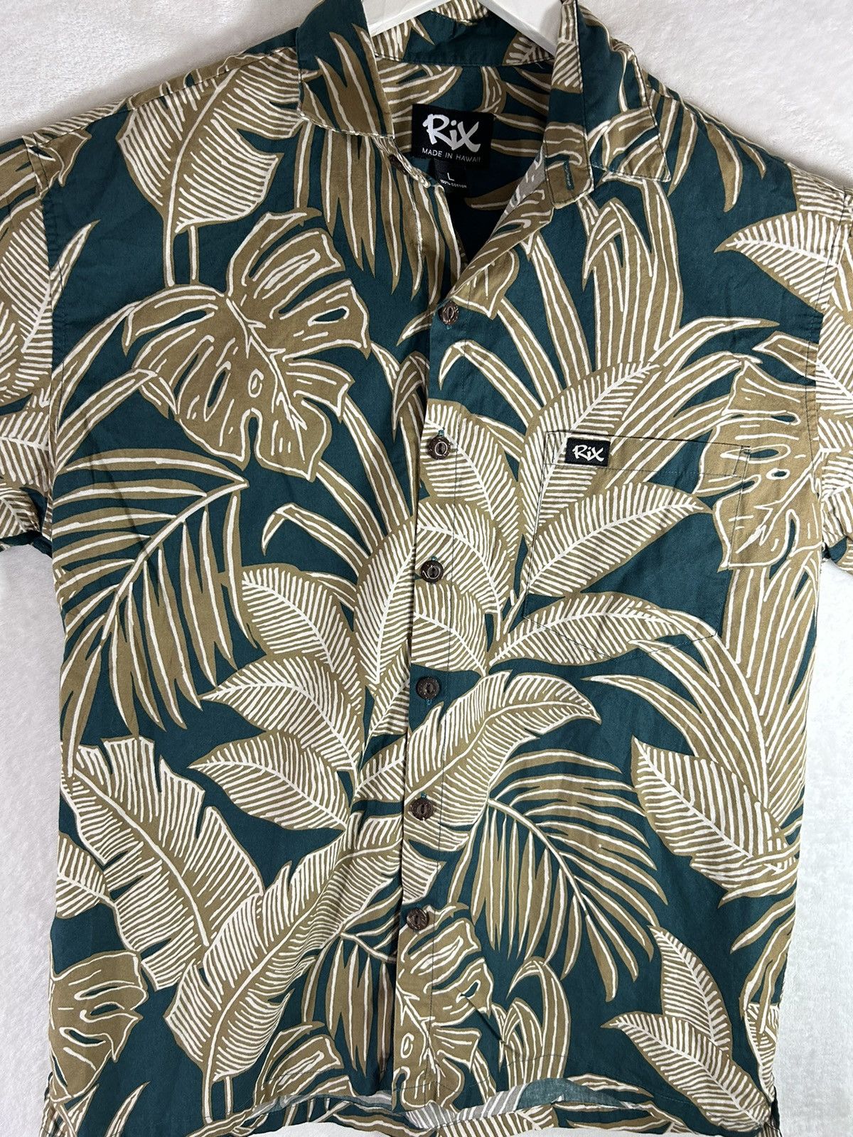 Vintage Hawaiian rIX shirt green leaf made In Hawaii cotton | Grailed
