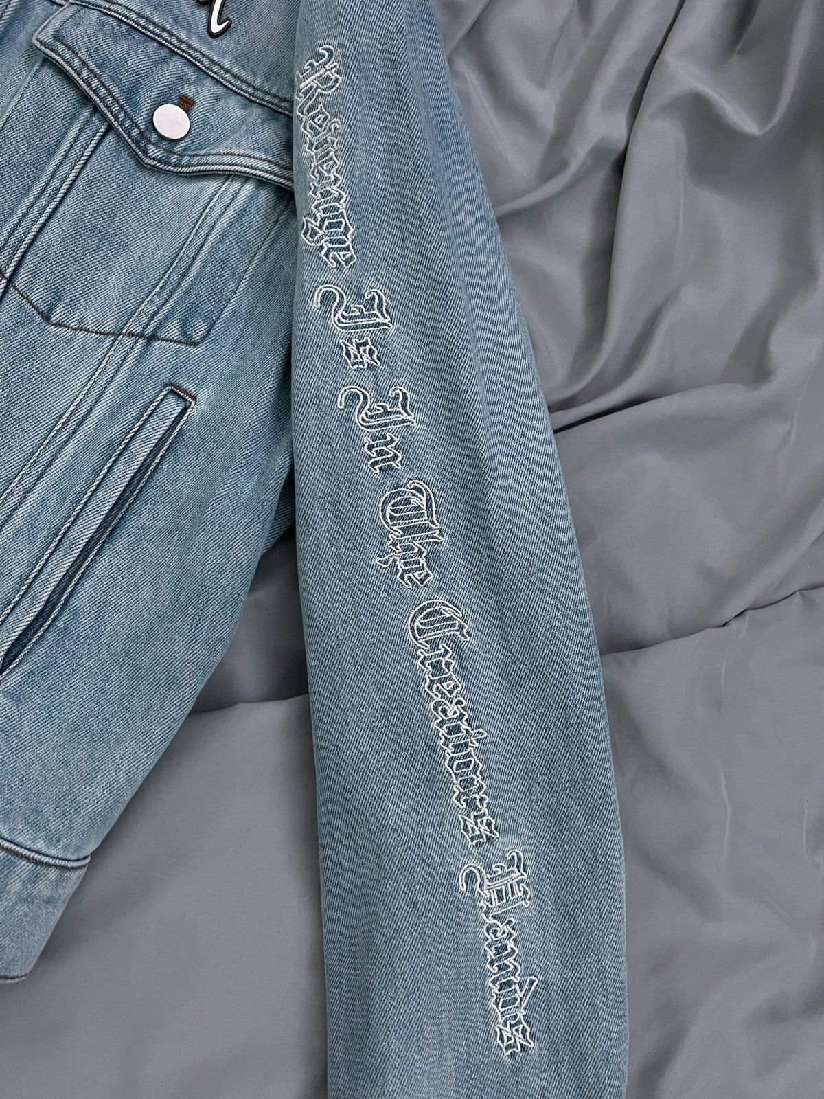 Revenge REVENGE EMBROIDERED BLUE DENIM JACKET | Grailed