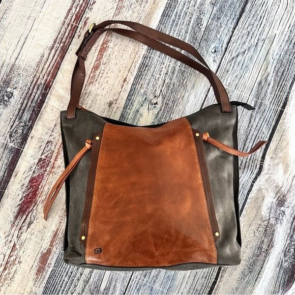Born BORN Genuine Leather Two-Tone Large Shoulder Tote Bag | Grailed