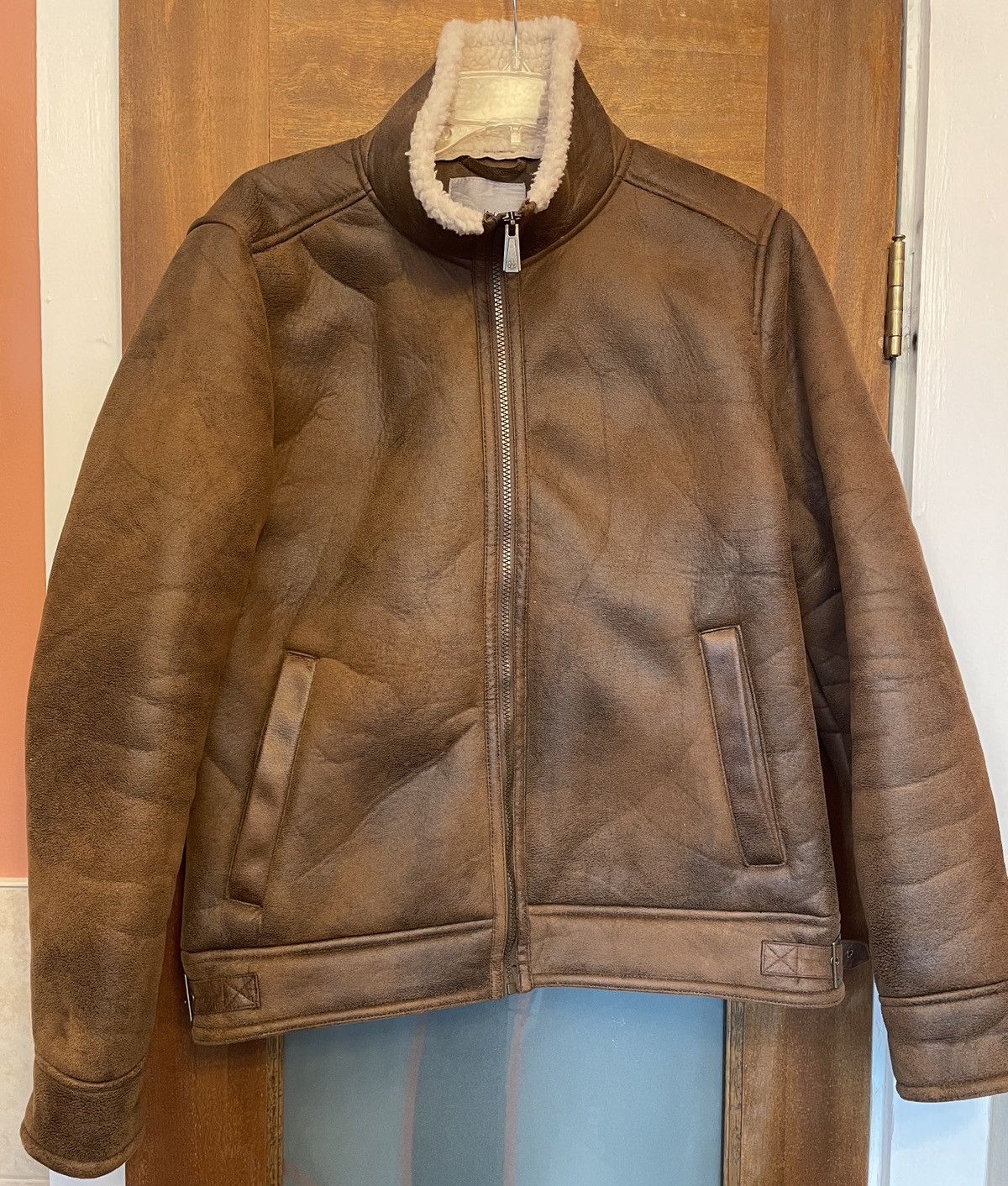 Rainforest Rainforest Faux Shearling Lined Bomber Aviator Jacket Men’s ...