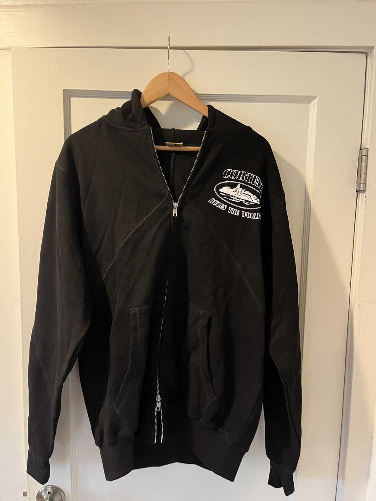 Corteiz Corteiz Double Zipper Black Alcatraz Hoodie | Grailed