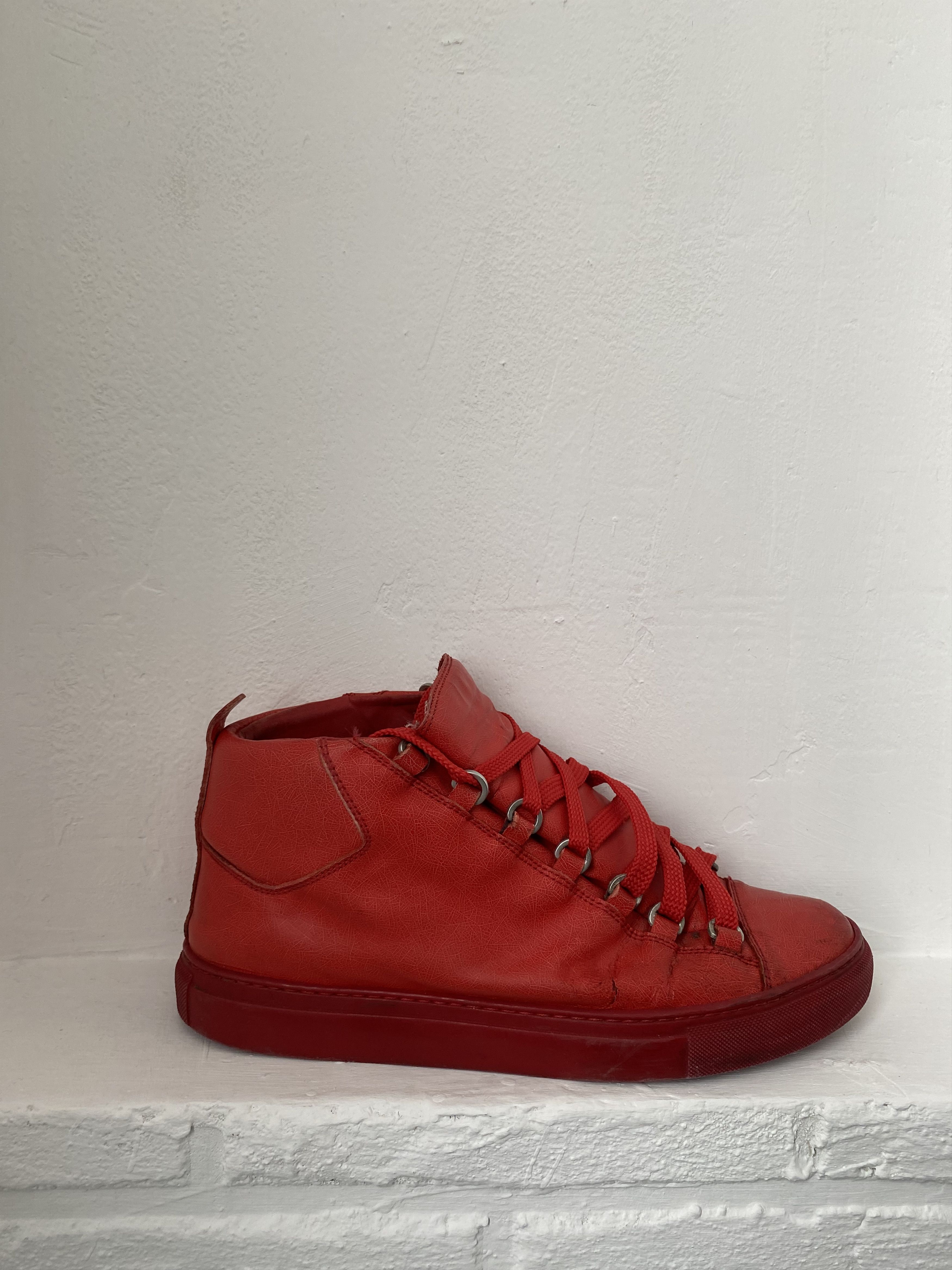 Balenciaga Balenciaga Arena red hi-top sneakers | Grailed