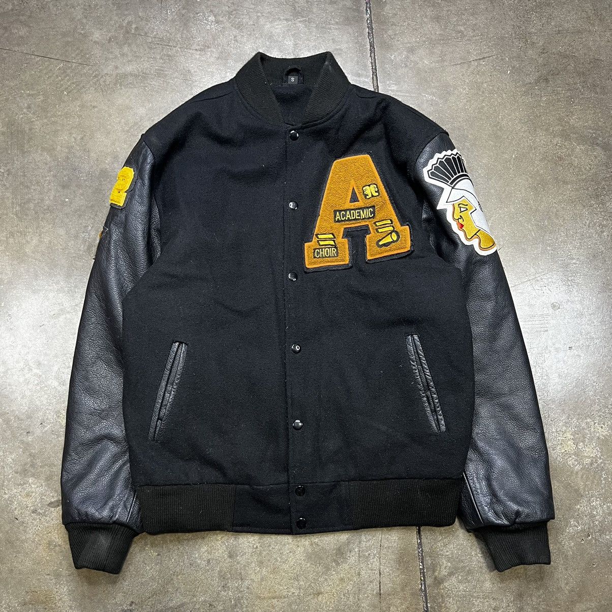 Vintage Vintage 90s Leather Wool Varsity Letterman Jacket | Grailed