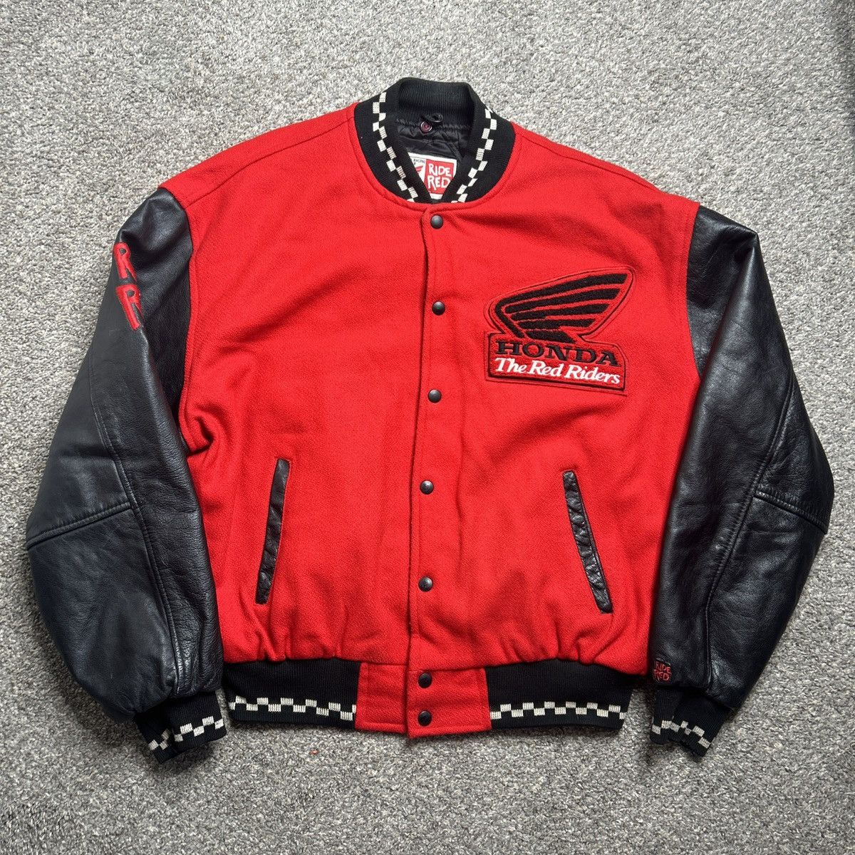 Vintage Vintage 90s Honda red riders varsity jacket | Grailed