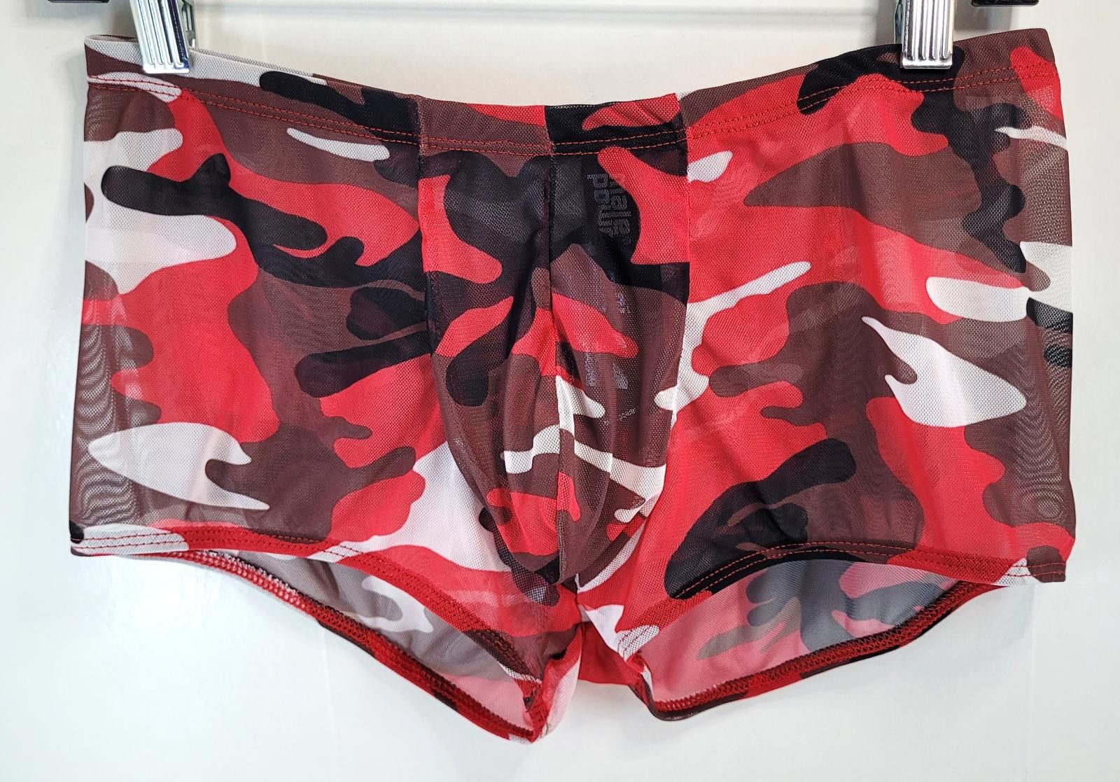 Other MALE POWER Men’s Medium Sheer Mesh Boxer Trunks Red Camo NEW ...