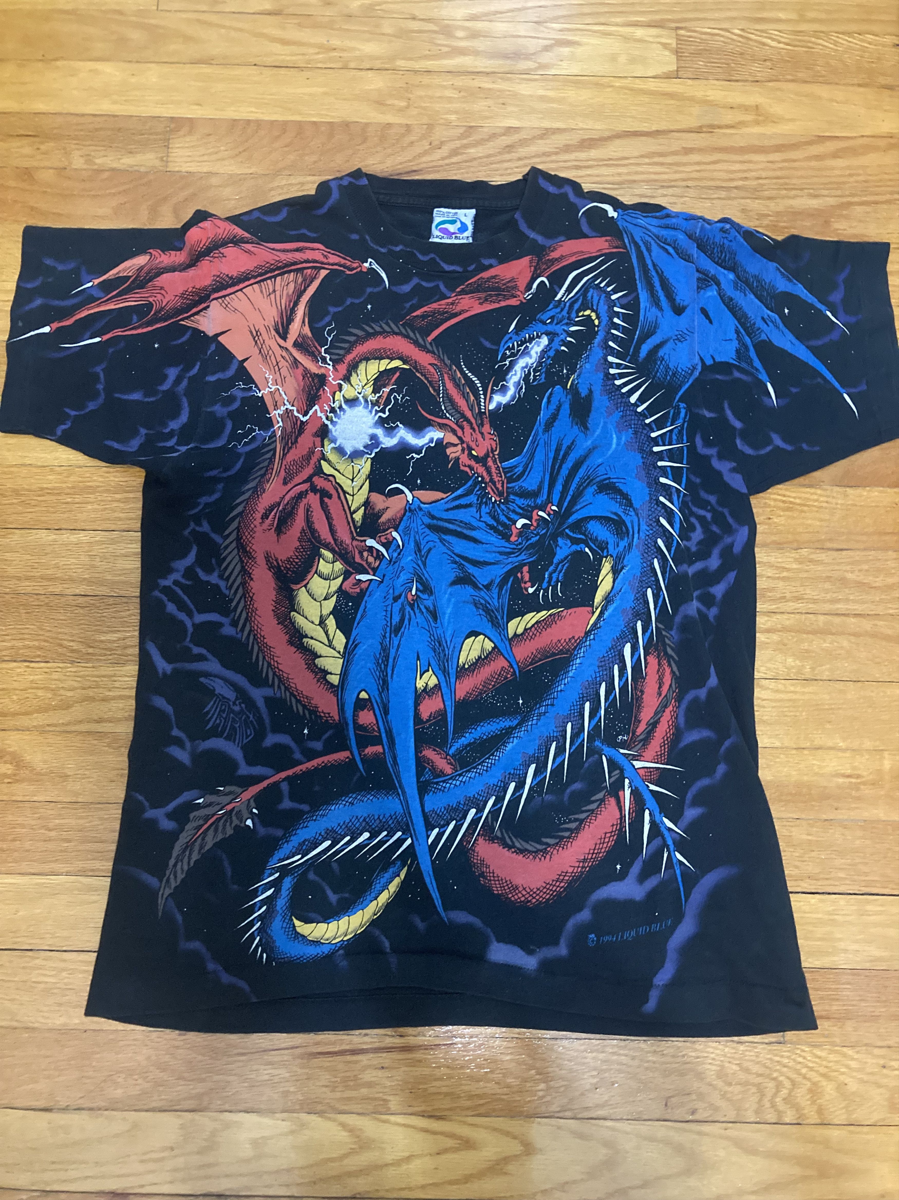 Liquid Blue Vintage Liquid Blue Dueling Dragons AOP 1994 | Grailed