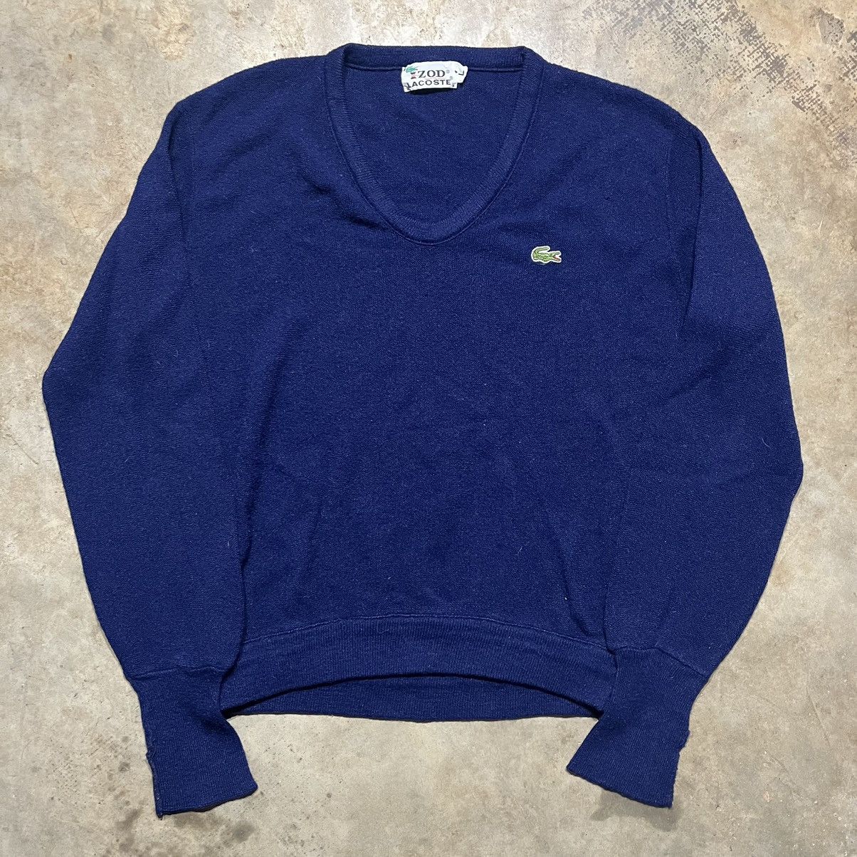 Vintage Vintage 70s Izod Lacoste Navy Acrylic Round Neck Sweater | Grailed
