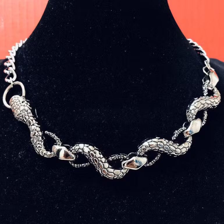 Handmade Serpentine Snake Cobra Anaconda Phyton Chain Cuban Necklace ...