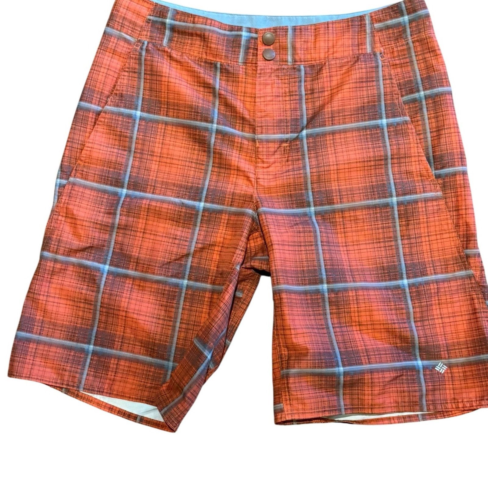 Columbia Columbia 32 x 11 Red Plaid Swimsuit Trunks with Omni-Shade ...