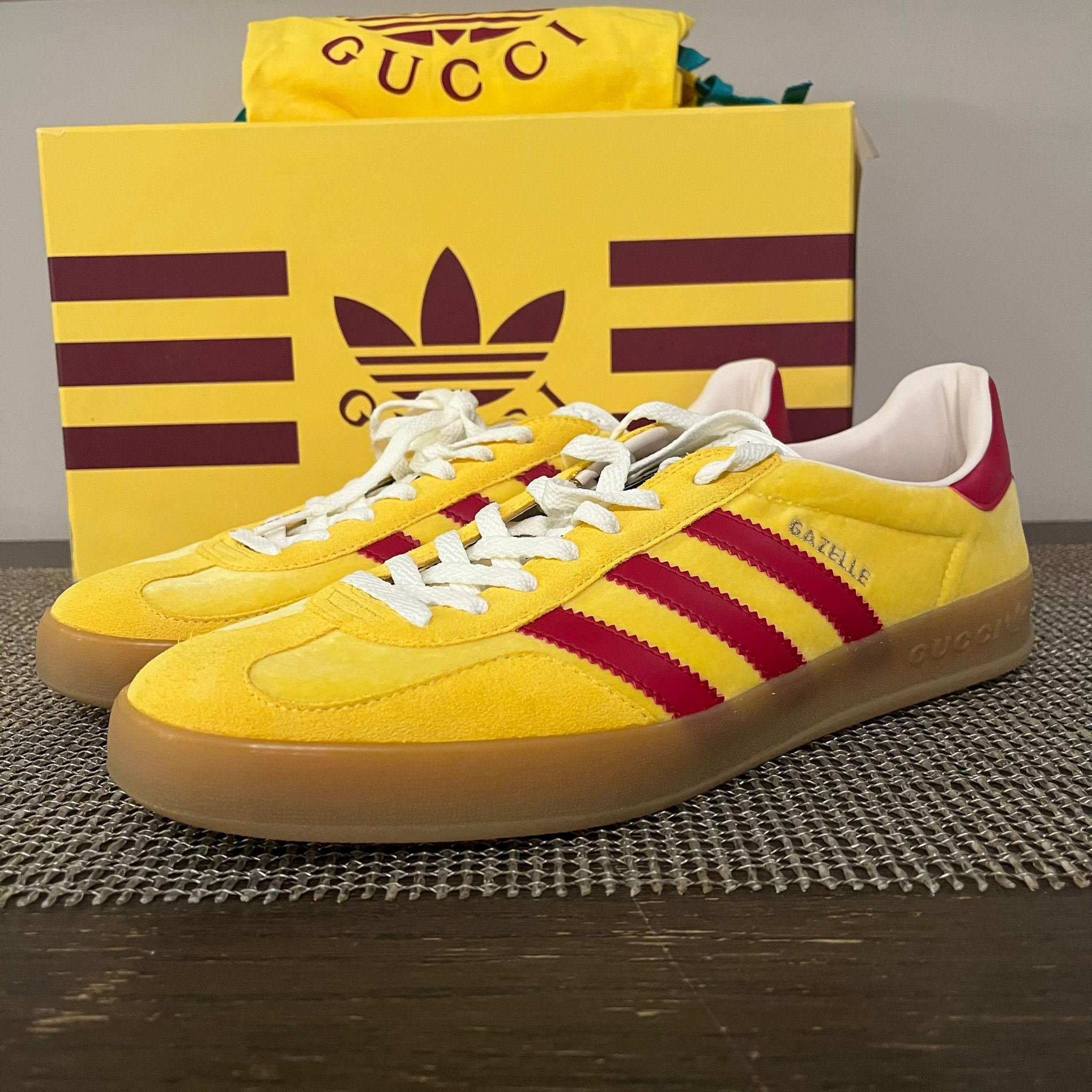 Adidas Gazelle Low Top Sneakers in Yellow / Red | Grailed