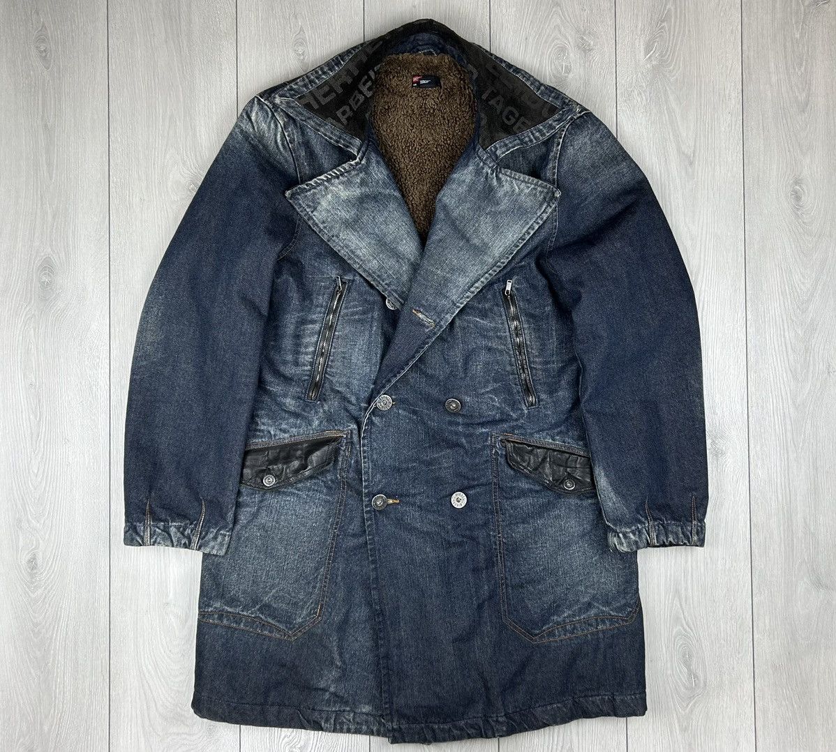 Diesel × Vintage Diesel Vintage Winter Men's Double Breasted Denim Coat ...