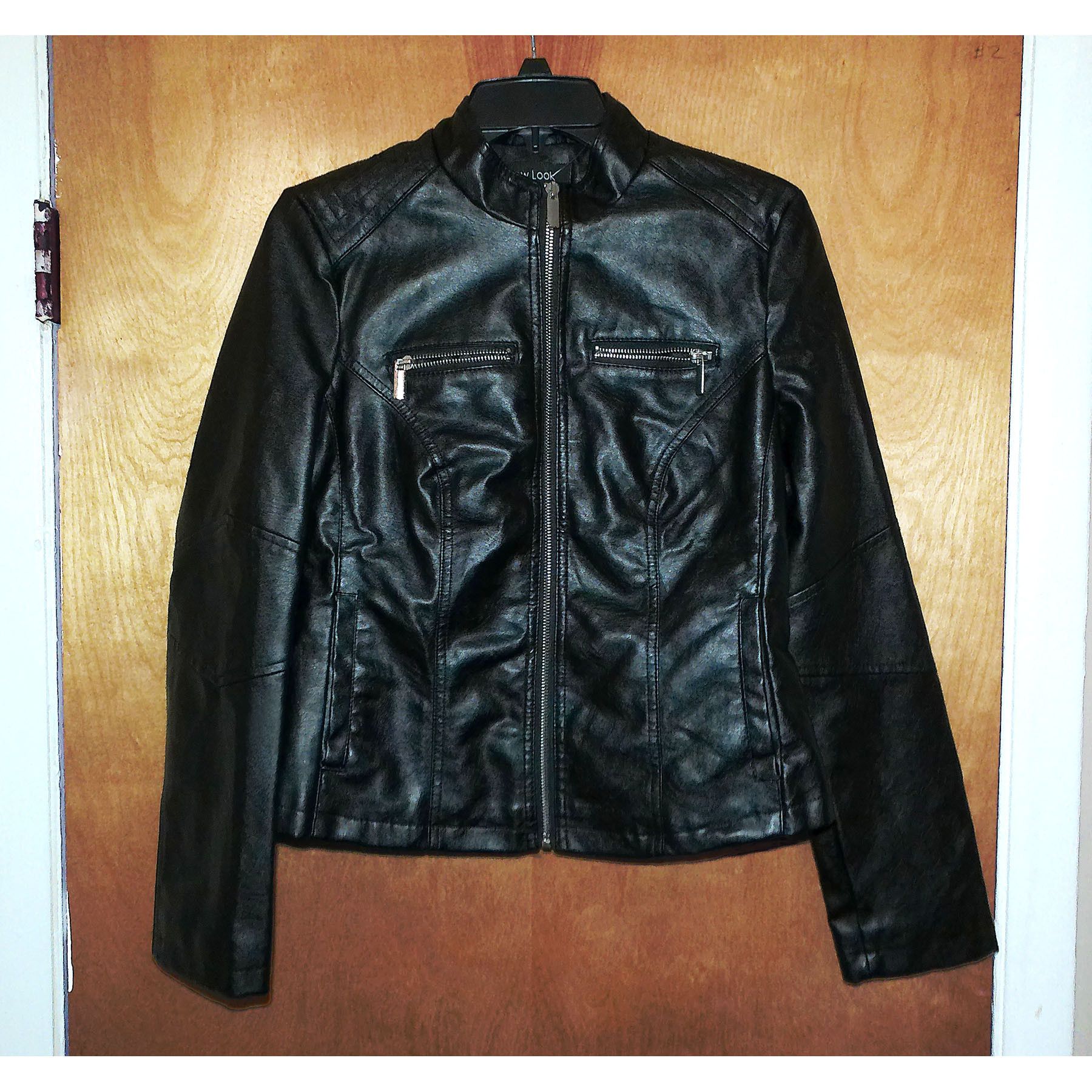 New Look Junior's Edgy Faux Leather Biker Jacket 4 Pockets Sz Sm | Grailed