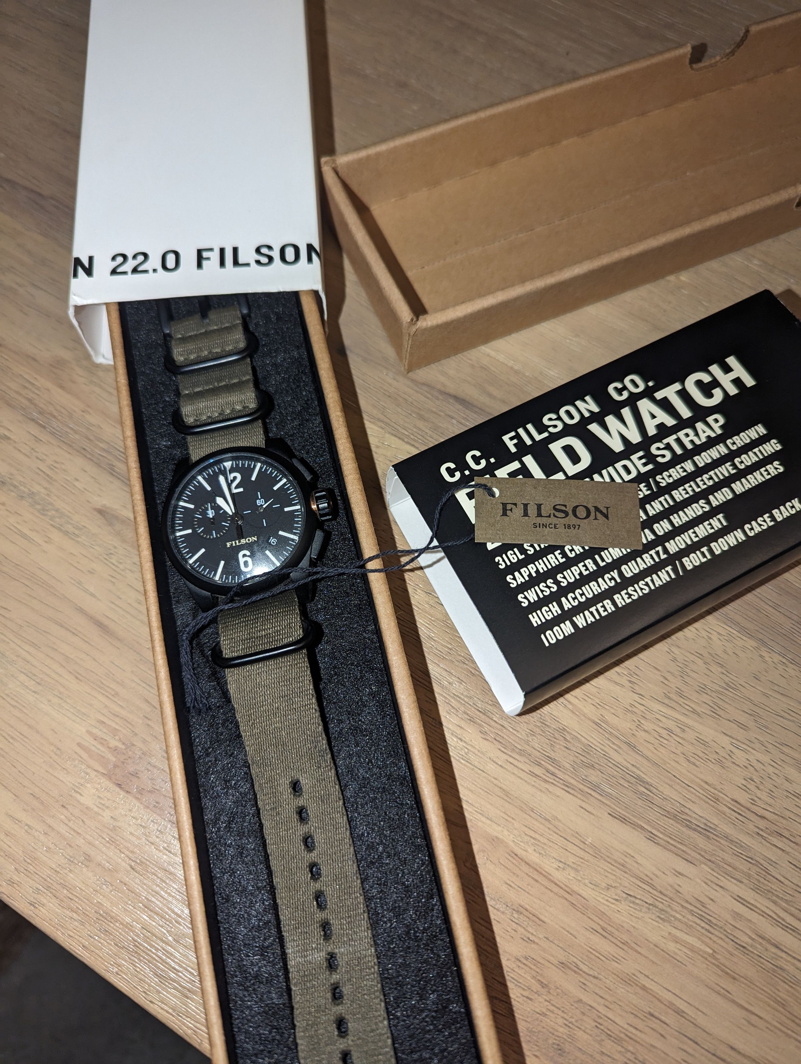 Filson OLIVE FILSON - Field Watch - Chronograph -22mm Strap | Grailed